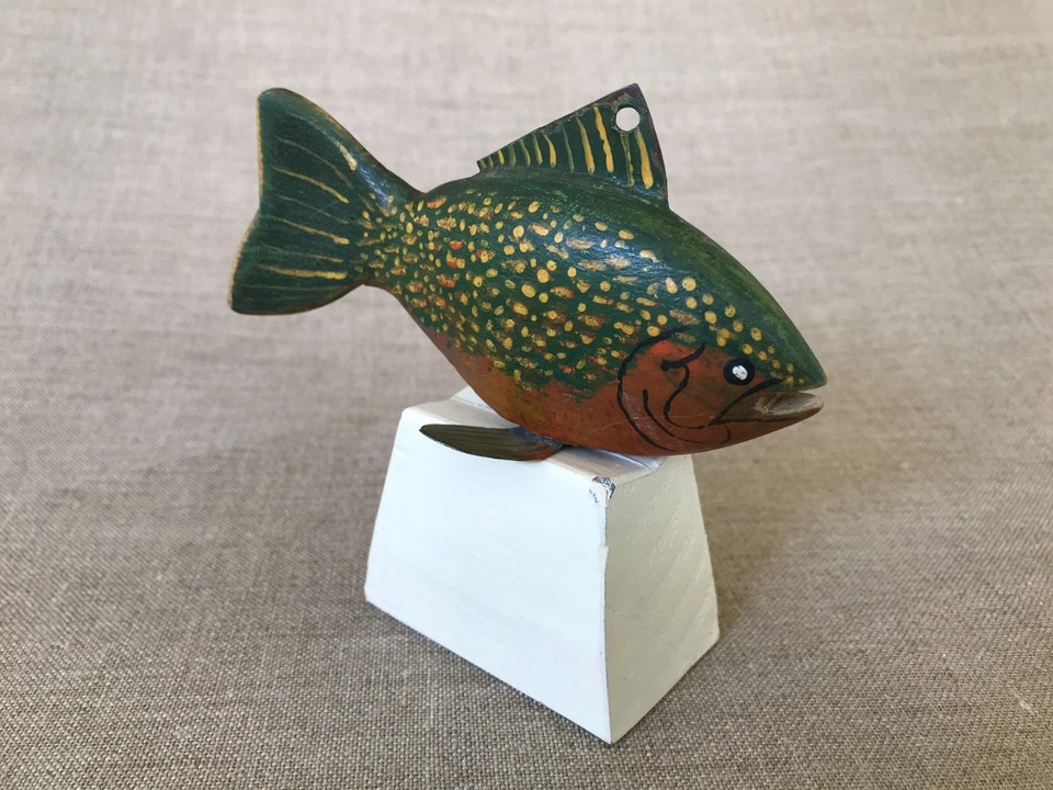 Ice Spearing Fishing Decoy, Hand Carved Hand Painted, a Panfish, Mich ...