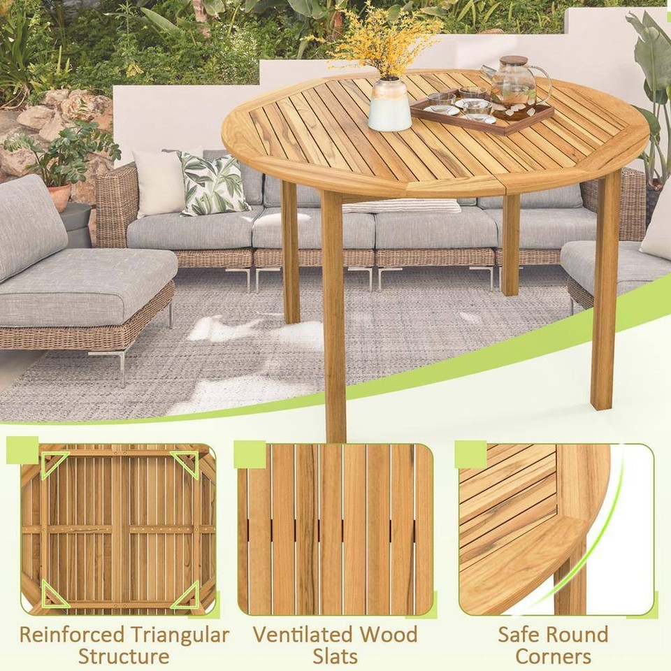 Costway Patio Dining Table 44"Wx30"H Standard Commercial w/ Wood Frame ...