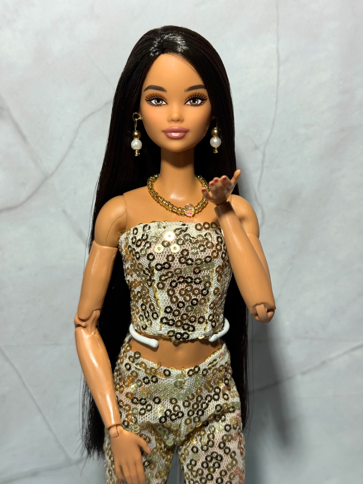 OOAK Custom Reroot Barbie doll, Long Dark Hair, Made to Move, Juan ...