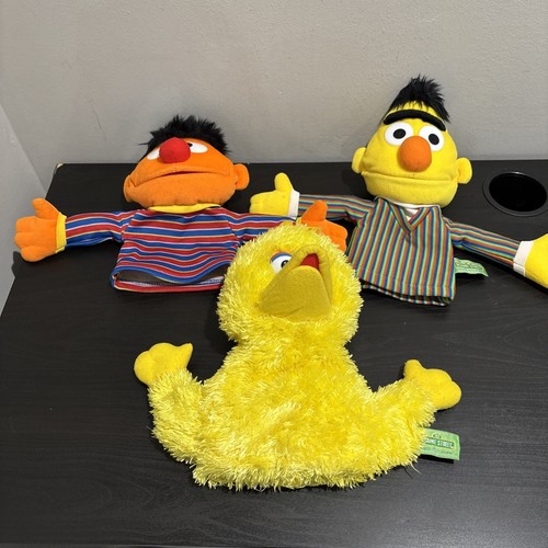 3 Pc Set Gund 2012 Sesame Street Bert, Ernie, Big Bird Hand Puppets ...