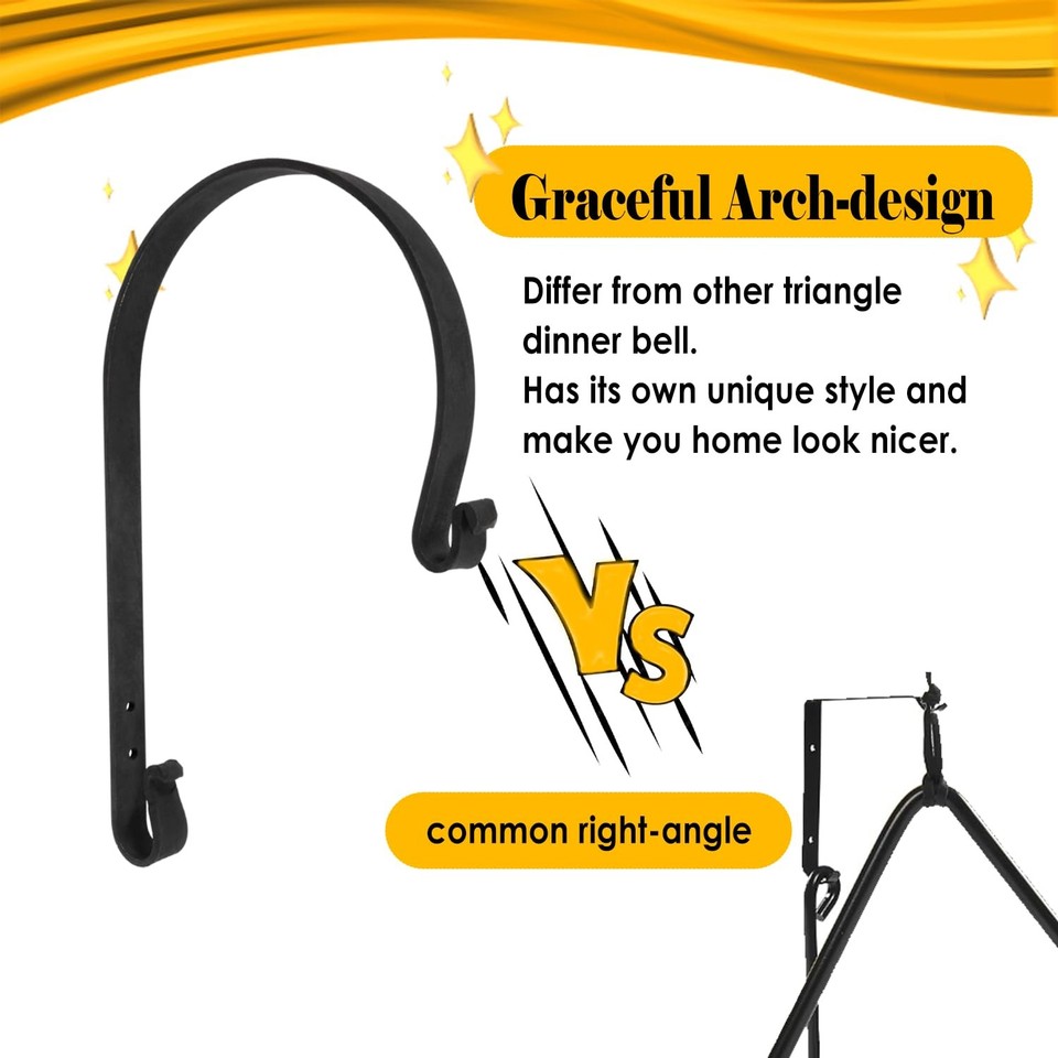 9-inch Triangle Dinner Bell with Hanger & Call Striker Ringer Outdoor ...