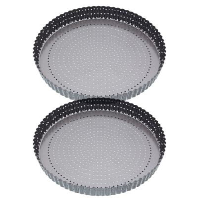 2x Mastercraft Black 30cm Crusty Bake Non-Stick Loose Base Round Quiche ...