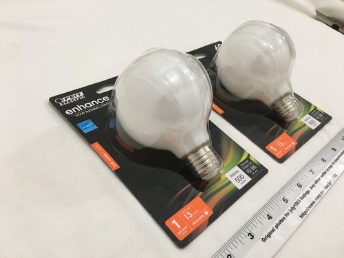 (2) NEW Feit Electric Enhance G25 LED Light Bulbs 60W 2700K 500 Lumens ...