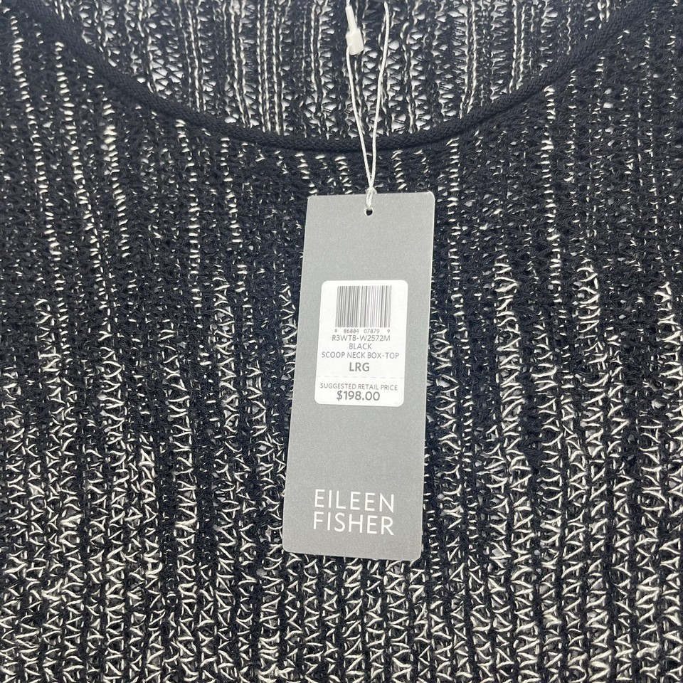 Eileen Fisher Scoop Neck Box Top Black Women’s Size Large New | eBay
