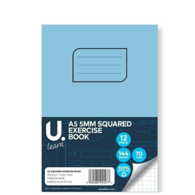A5 Maths Exercise Note Book Squares squared paper For Math Square Pages ...