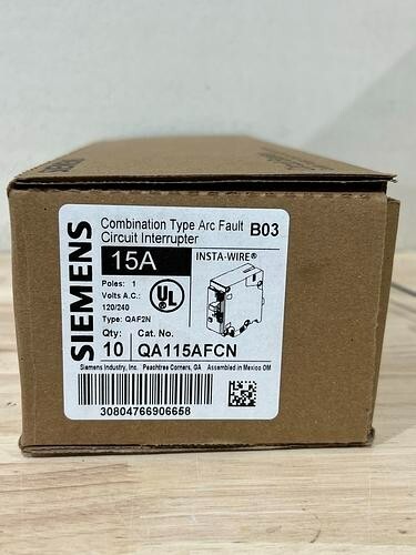 NEW LOT OF 10 SIEMENS QA115AFCN ARC FAULT CIRCUIT BREAKER TYPE CAFCI 15 ...