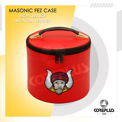 Red Machine Embroidery Gruto Fez Case Hat Storage Box | eBay