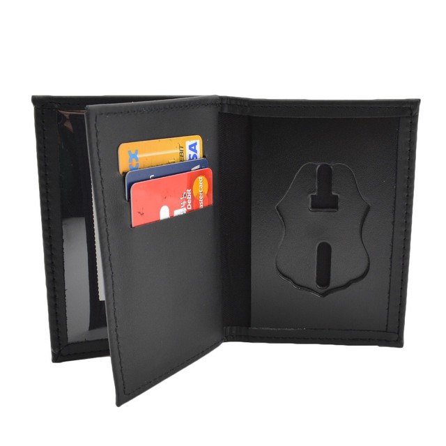 Leosa Officer Badge Wallet Federal 2 ID Recessed Leather CC Slots Fit ...