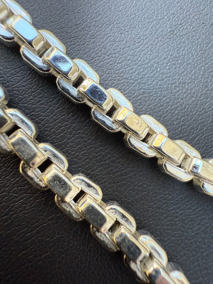 Real 925 Sterling Silver 5mm Men's Puff Box Rolo Hermes Link Chain ...