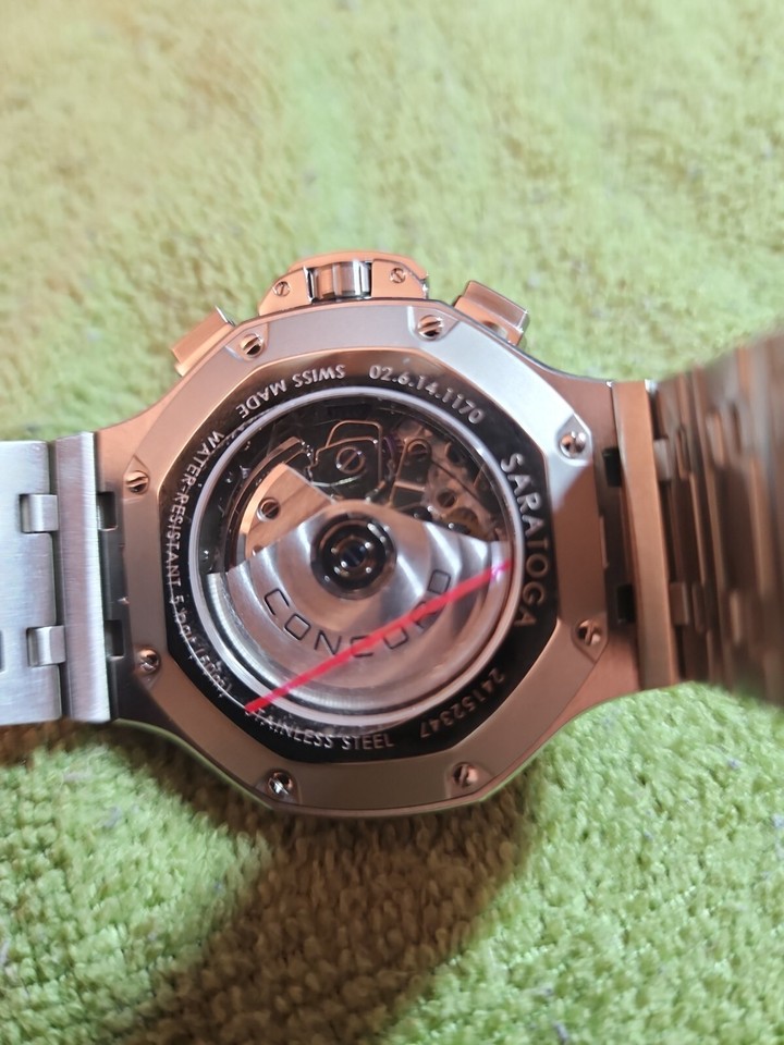 RARE! Concord Saratoga Chronograph Automatic Bracelet Watch 43mm Panda ...