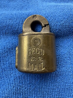 Antique Brass US Registered Mail Post Office Rotary Padlock Lock Lot No ...