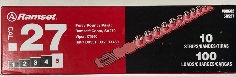 10X Boxes Ramset 5RS27 .27 Red Strip Loads Level 5 (Totals 1000 Loads) | eBay