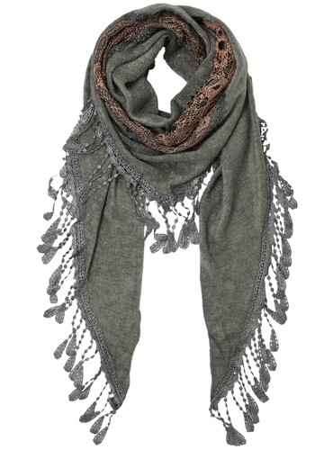 Womens Winter Triangle Scarf Hip Scarf Cover-up Lace Finish Scarf with ...