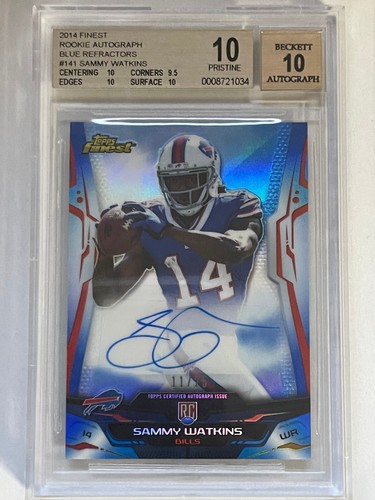 2014 Topps Finest Sammy Watkins Blue Refracter Autograph 11/25 BGS 10 ...
