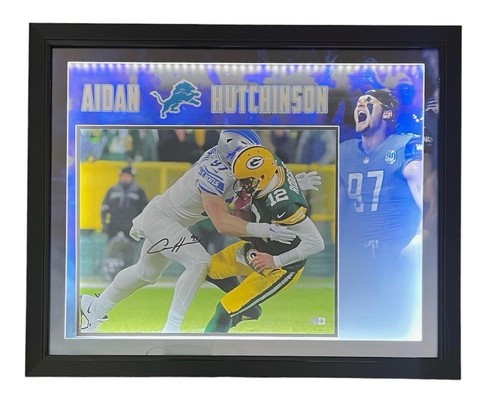 Aidan Hutchinson Signed Detroit Lions 3D Framed LED Lights 33x27 Photo ...