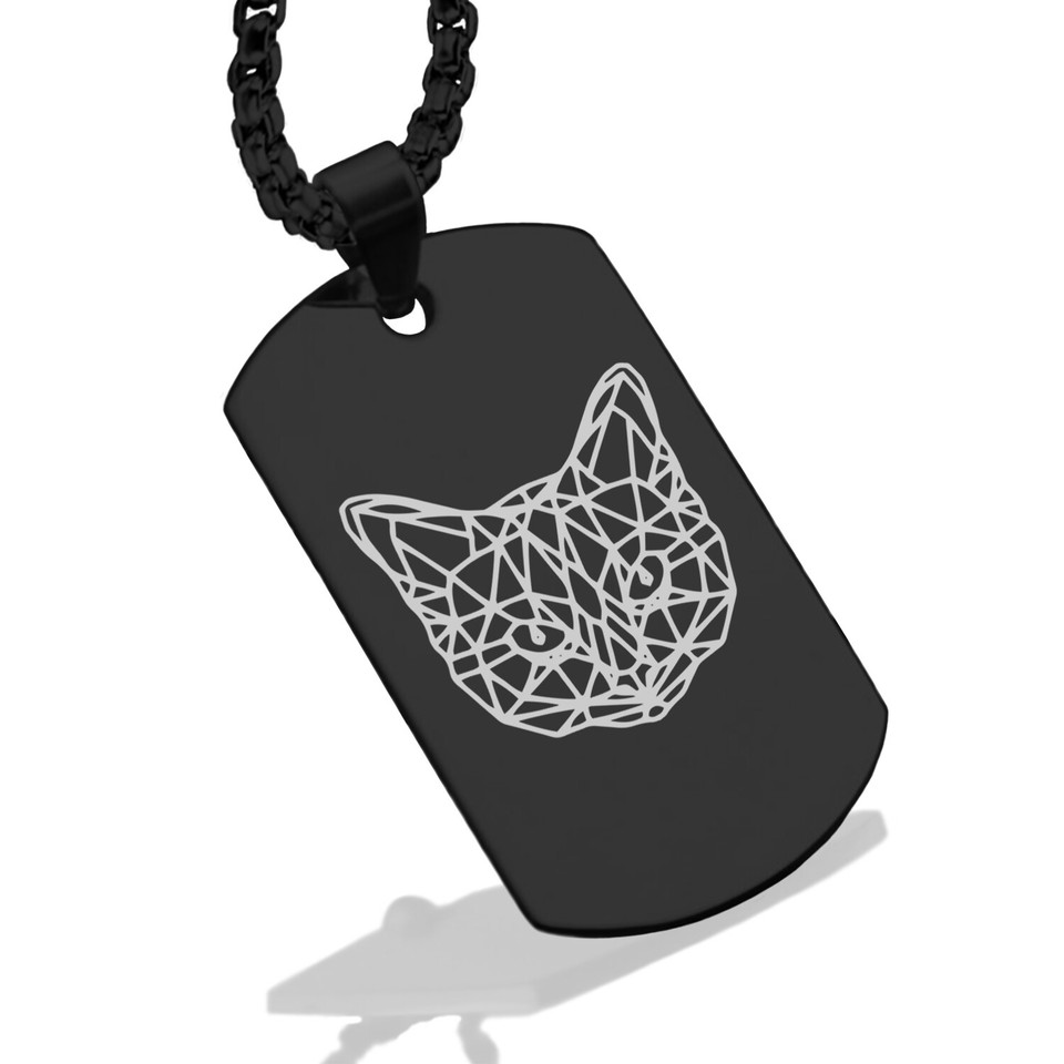 Stainless Steel Geometric Polygon Shape Wildlife Animal Dog Tag Pendant ...