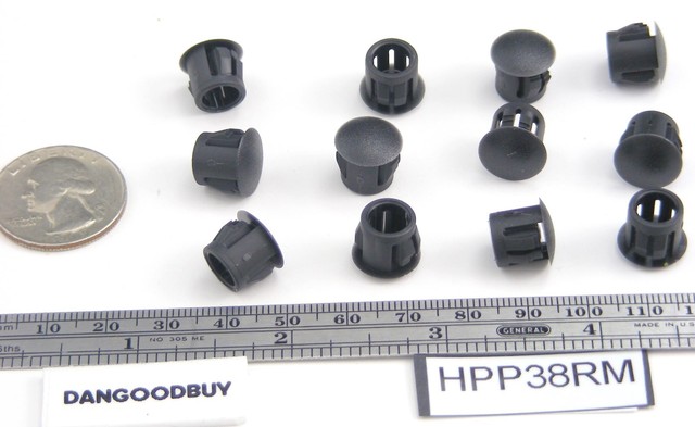 50 Locking Rigid Plastic Hole Plugs - To Fit 3/8" Opening - Black Nylon ...