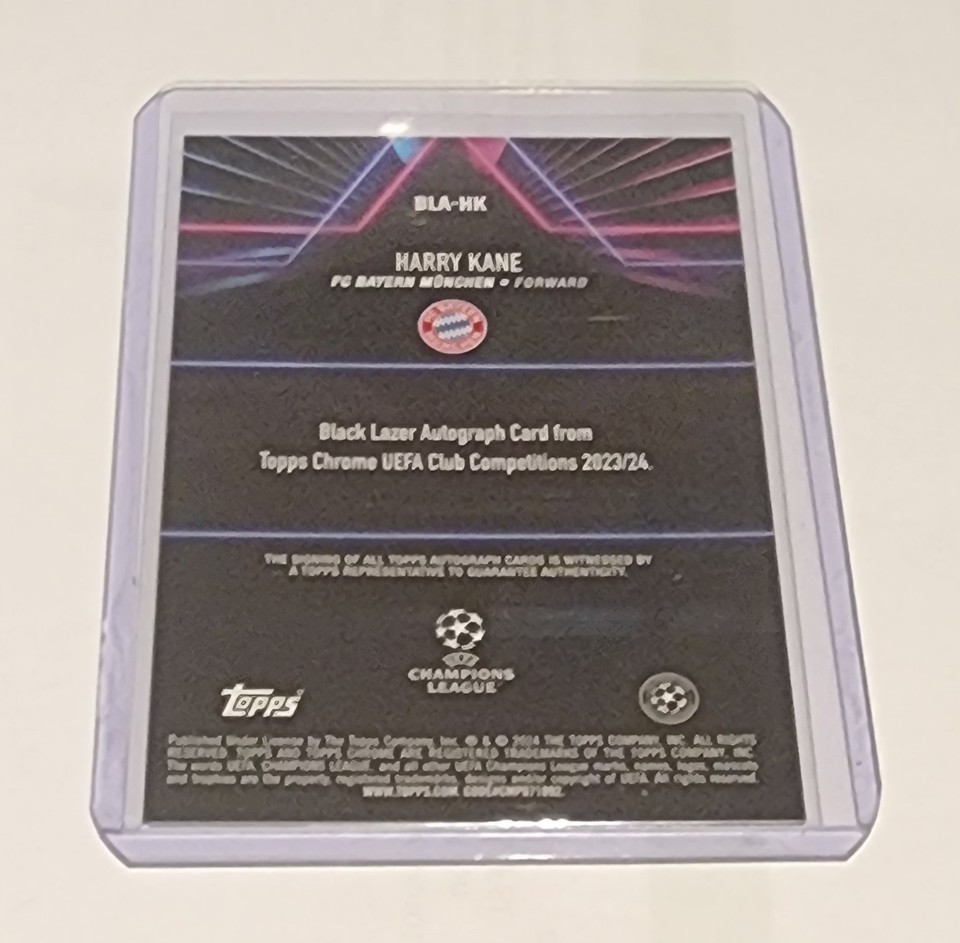 23/24 Topps Chrome UCC Soccer Black Lazer Auto Blue Harry Kane 015/150 ...