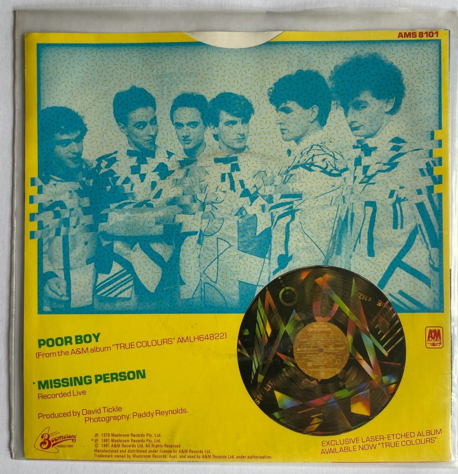 SPLIT ENZ - 45 - Poor Boy / Missing Person - Australia pressing - picture sleeve | eBay