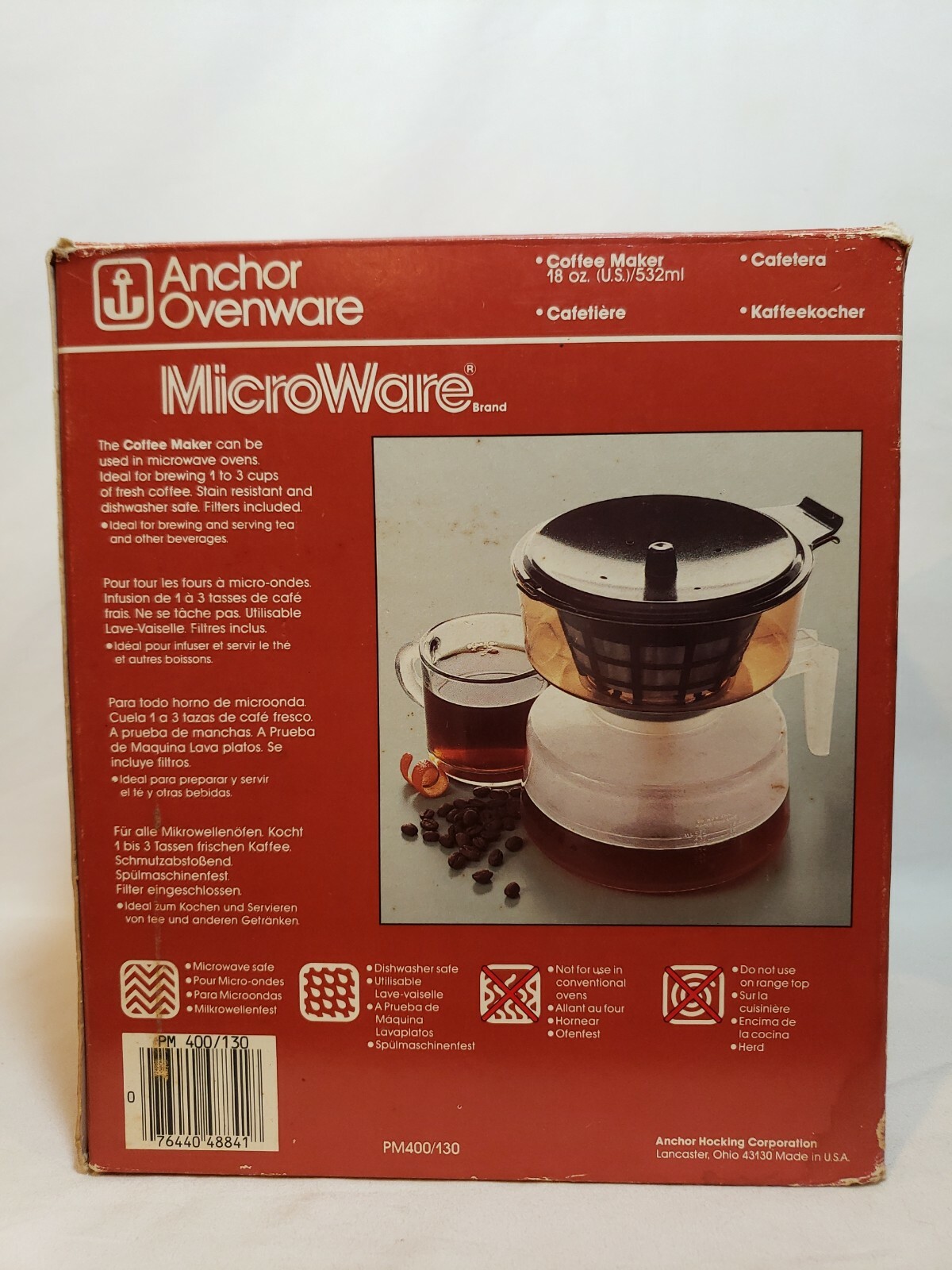Anchor Hocking Ovenware Microware Microwave Coffee Maker Pot Vintage 80 ...