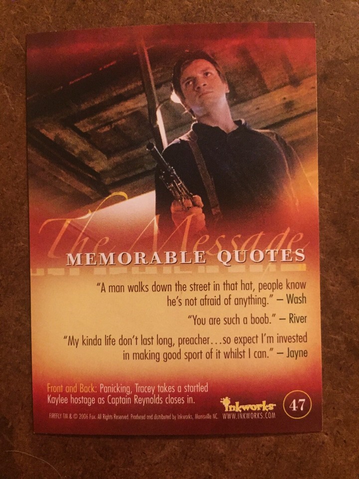 Tracey’s Desperate Move 47 Firefly Serenity 2006 Premium Trading Card ...