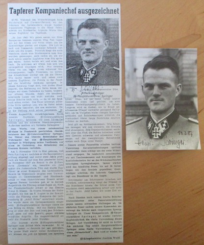 WW2 GERMAN ELITE KNIGHTS CROSS RECIPIENT HEINZ SPRINGER SIGNED PHOTO ...