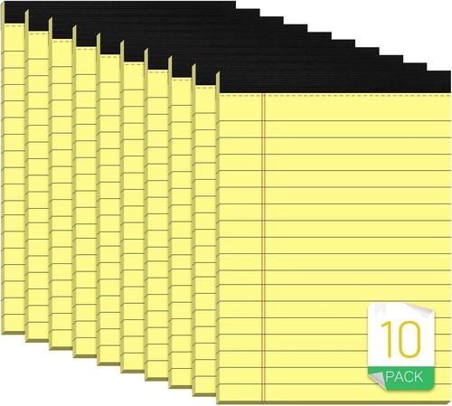 10 Pack Yellow Legal Pads 4X6 Notepads for Work Small Writing Pads 4X6 ...