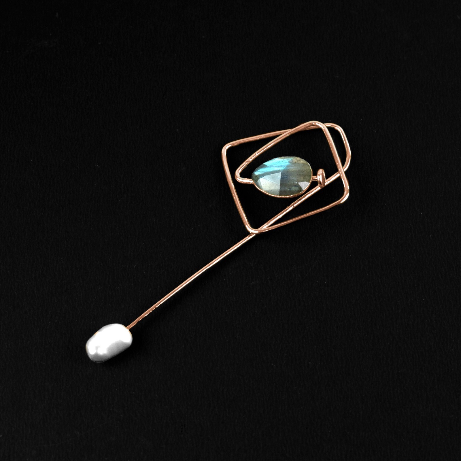 Natural Fire Labradorite & White Pearl Lapel Pin Stylish Men's Suit ...