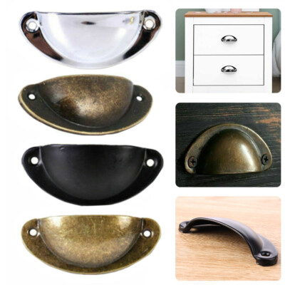 6/12Pcs Cup Pull Shell Handles Half Moon Kitchen Cupboard Cabinet Door ...
