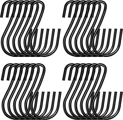 2 Inch Small S Hooks for Hanging, Heavy Duty Black S Hooks,Ornament ...