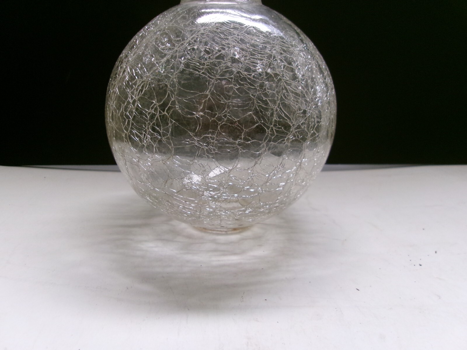 RARE ANTIQUE CRACKLE glass ball lamp spacer break part 5 1/2" Tall 5 ...