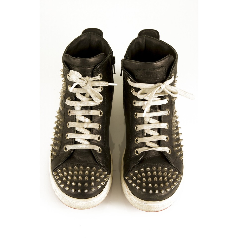 PHILIPP PLEIN Studded Hi-top Leather Sneakers High Top Trainers sz 37 ...