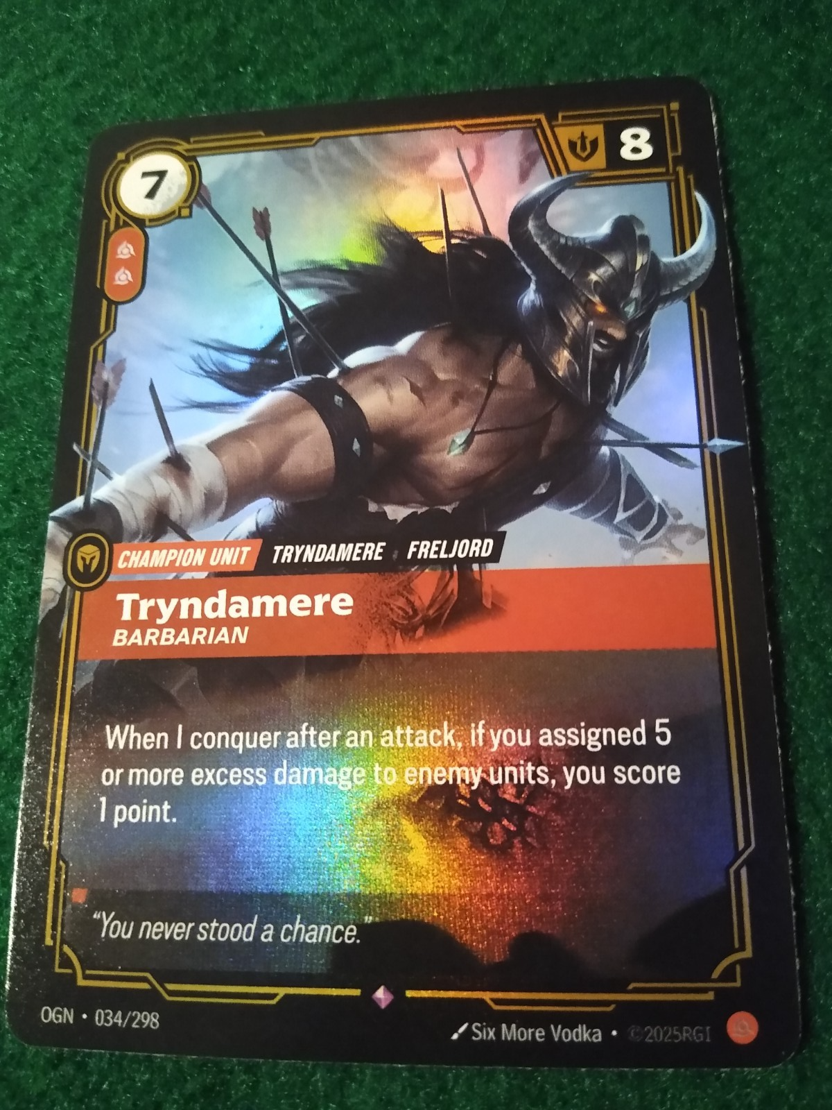 TRYNDAMERE-BARBARIAN CHAMPION UNIT 034/298 RIFTBOUND LEAGUE OF LEGENDS ...