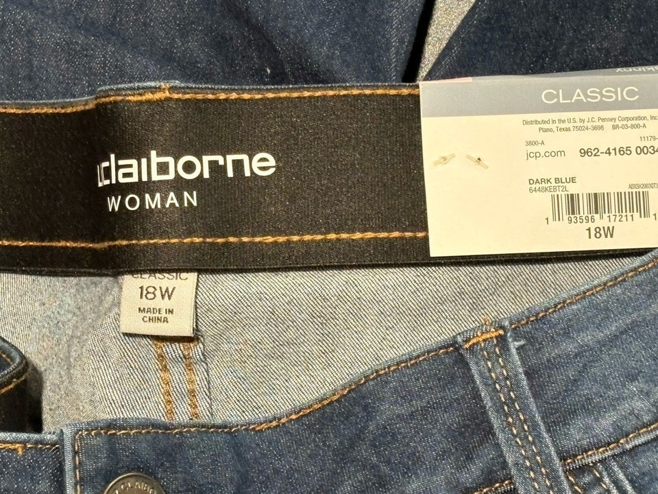 NWT Liz Claiborne Womens Classic Skinny Dark Blue Jeans 18W Stretch | eBay