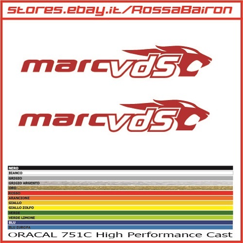 KIT 2 ADESIVI MARC VDS RACING mm.140x24 STICKERS PEGATINAS DECALS ...