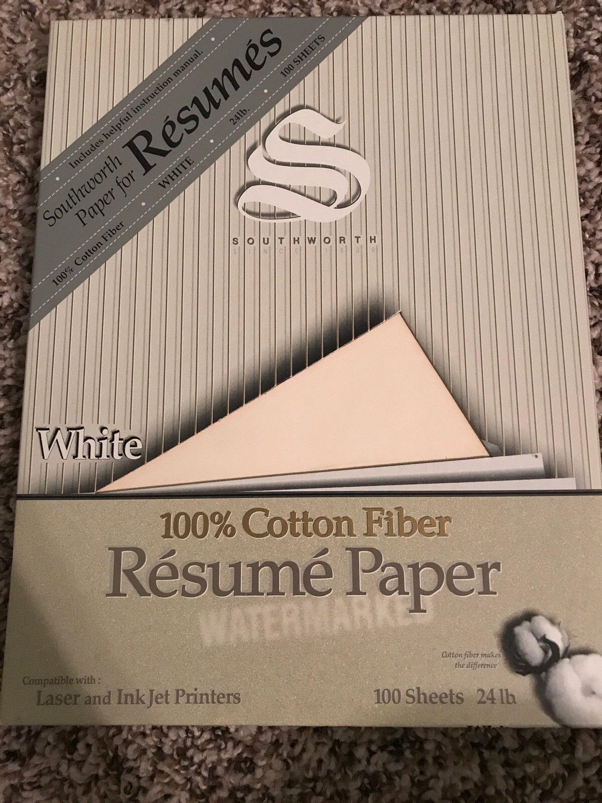 Southworth Resume Paper Cotton Fiber 24 lb 8-1/2 x 11 In 100 Sheets ...
