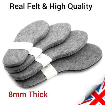 8mm THICK FELT INSOLES Inner for Boots, Shoes Men, Lady, Unisex, All ...