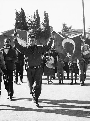 Journalist & EOKA member Nicos Sampson celebrating platoon as h- 1964 ...