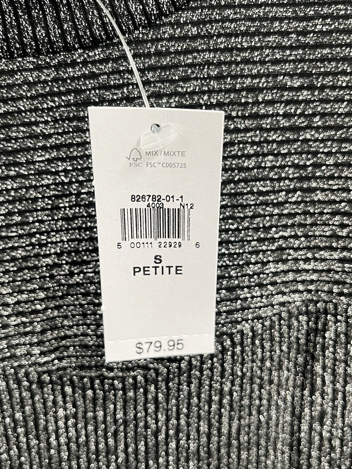 Gap Silver Metallic Long Puff SLeeve Ribbed Dress Sz Small Petite NWT ...