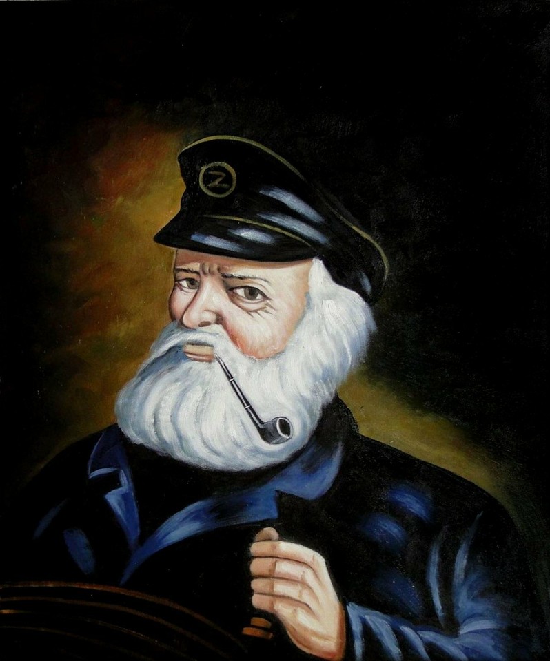 Framed Quality Hand Painted Oil Painting Repro Old Sea Captain 20x24in ...