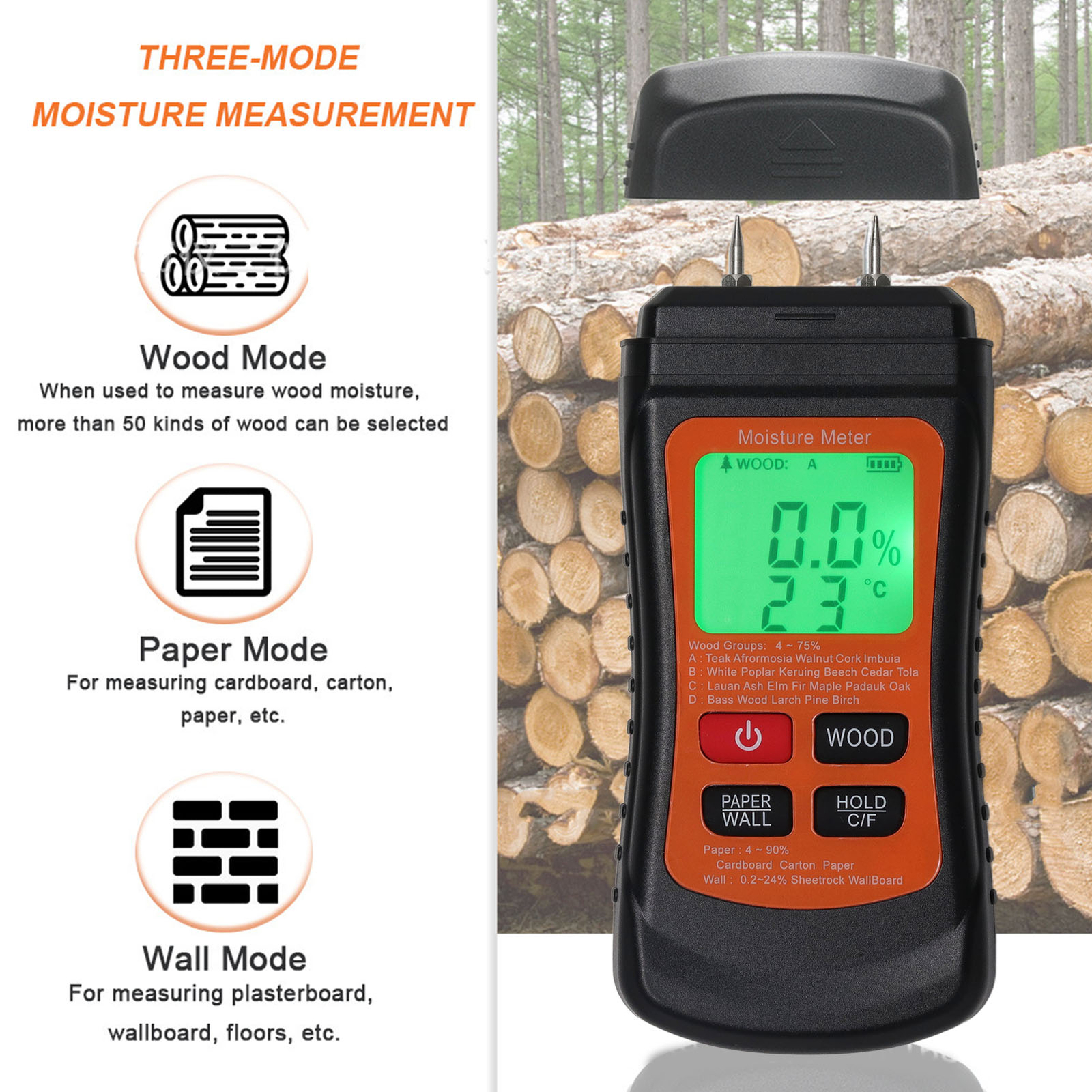 Wood Moisture Meter LCD Display Handheld Double Moisture Tester | eBay