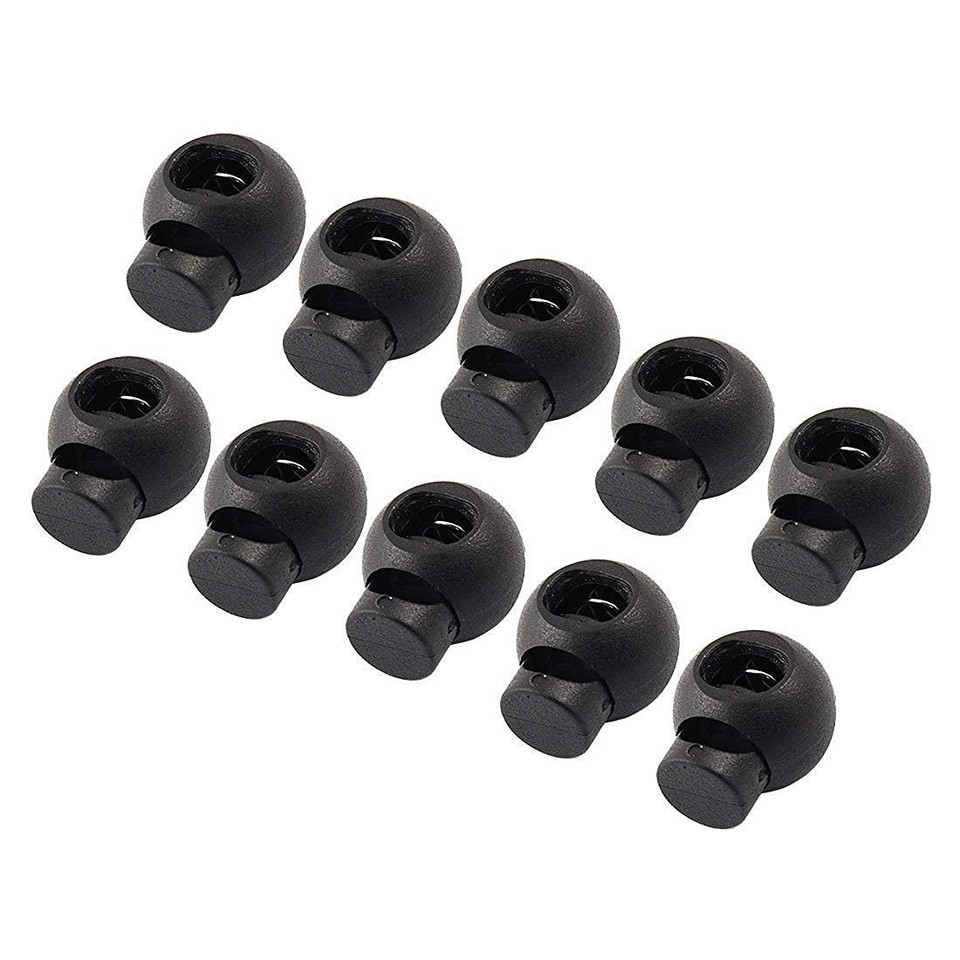 Black Round Plastic Toggles Cord Locks Single Hole Toggle Stoppers 10 ...