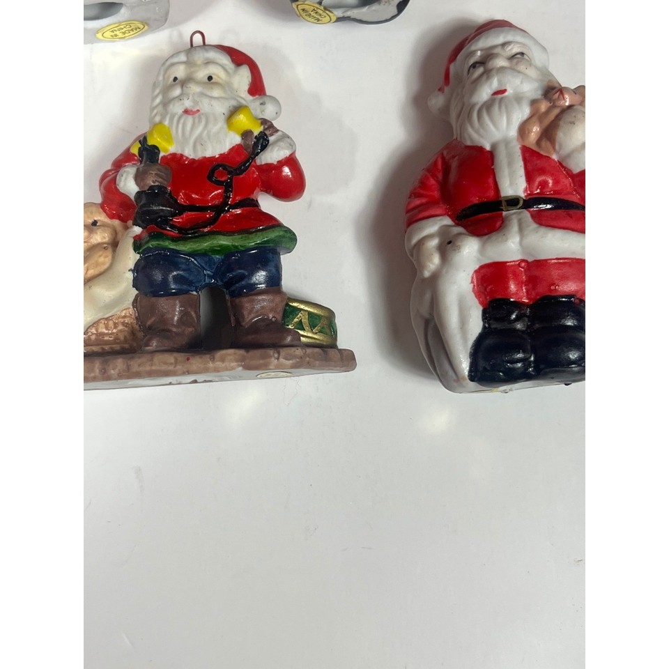 Set of 7 Vintage Ceramic Santa Claus Figurines Christmas Ornaments ...