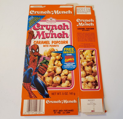 1993 CRUNCH N MUNCH POPCORN SPIDER-MAN BOX-- MARVEL SUPERHEROES ...