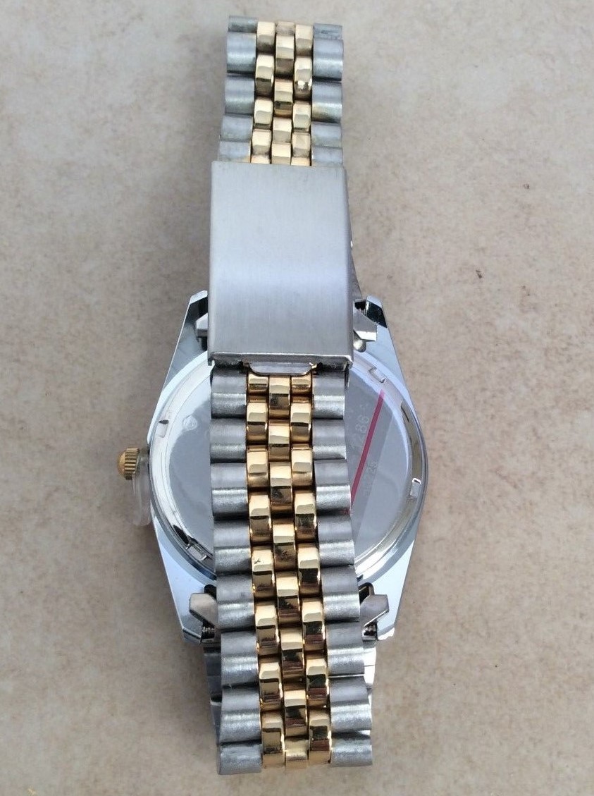 Swanson Japan Men's Two Watch Round Gold Day & Date Dial Two-Tone ...