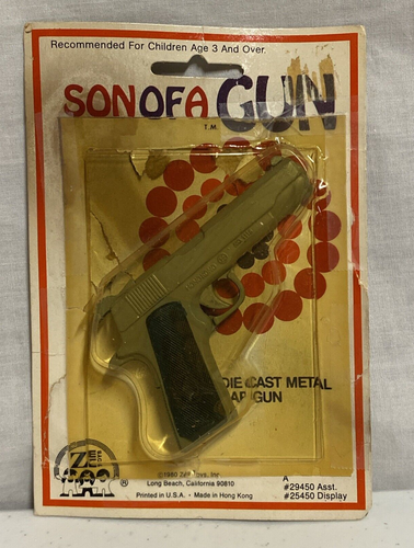 1981 ZEE TOYS SON OF A GUN "Army 45" MINI DIE CAST METAL CAP GUN SEALED ...