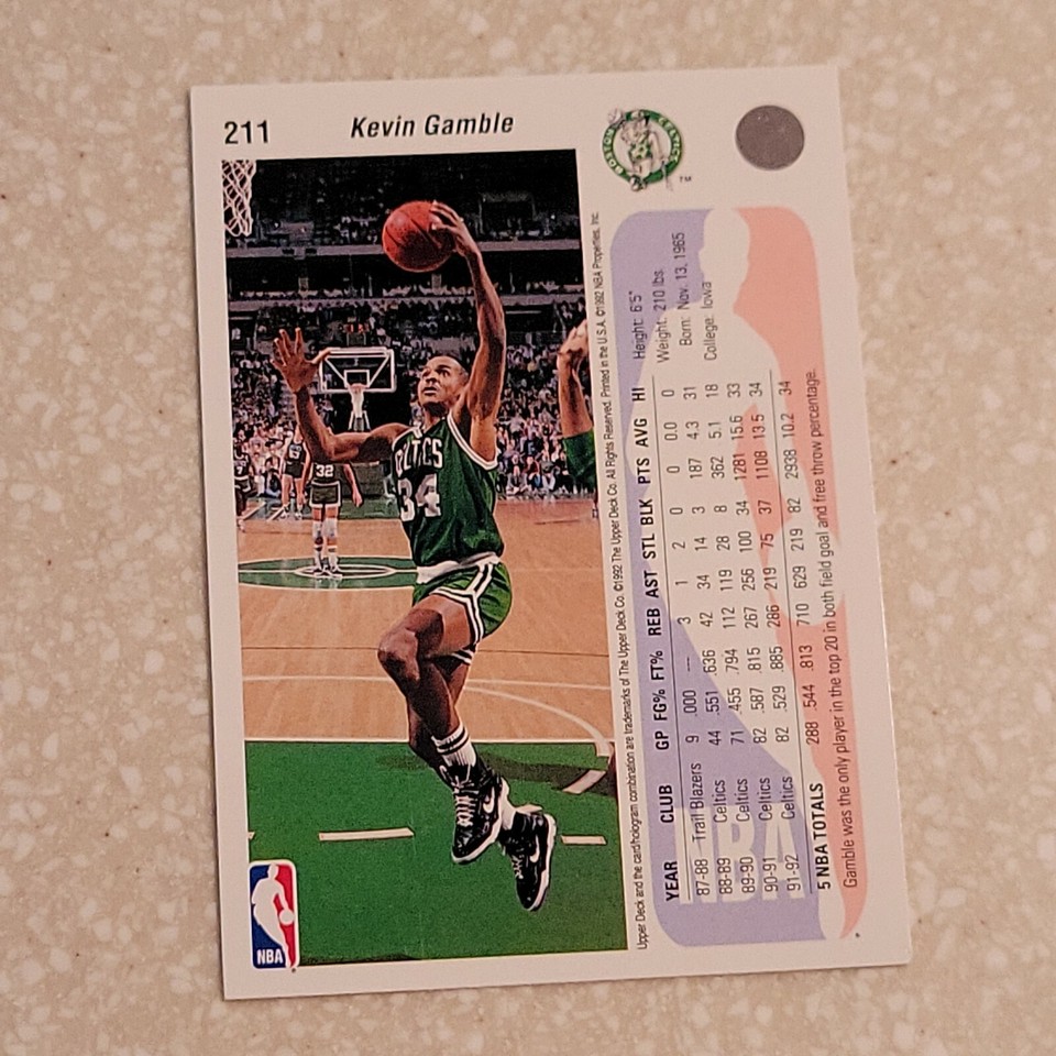1992 1993 92 93 UPPER DECK BASKETBALL CARD KEVIN GAMBLE #211 2 | eBay