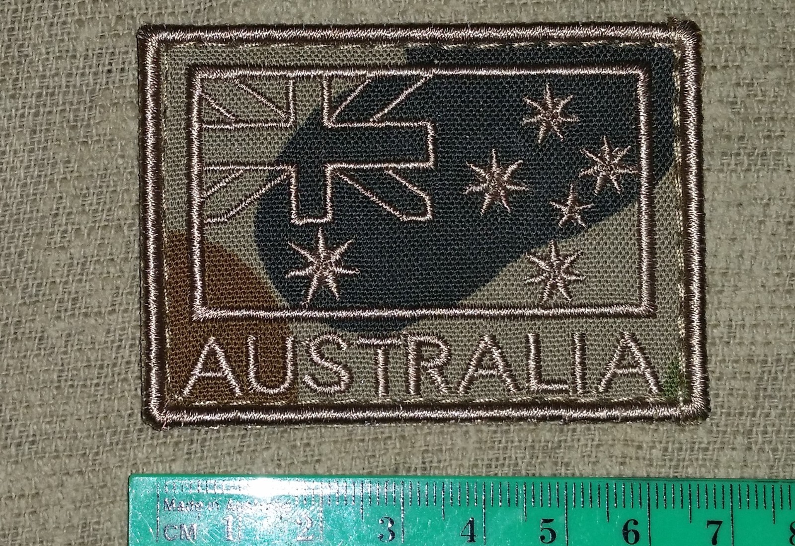 ANF FLAG PATCH AUSTRALIAN ARMY SUBDUED TAN ON CAMO COLOURED #3 hook ...