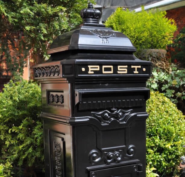 Post Box Mail Box Deep Black Aluminium Post Box Tall Black Post Box ...