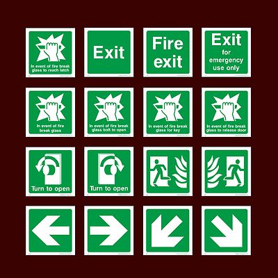 Turn to Open / Fire Exit / Break Glass / Emergency Exit - Plastic Sign ...